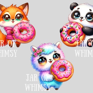 Watercolour Cute Donut Animal Clipart Doughnut Day Animal PNG Digital ...