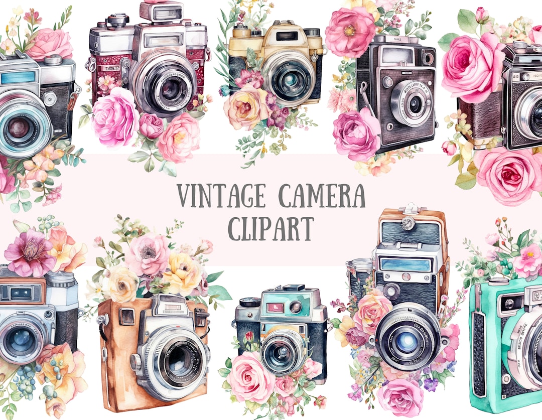 Watercolour Vintage Camera Clipart Photography PNG Digital Image ...