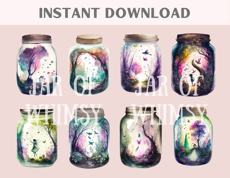 Watercolour Magic Fairy Garden Jars Clipart Fantasy PNG - Etsy