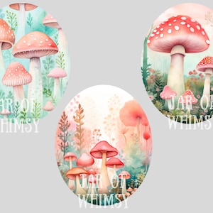 Watercolour Pink Mushroom Clipart Fairy Toadstools PNG Digital Image ...