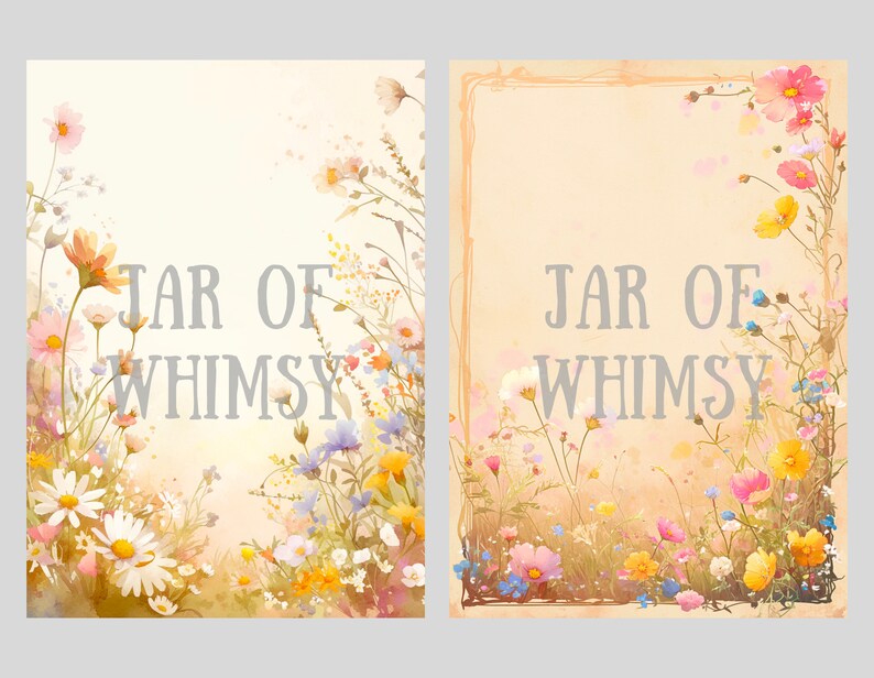 Watercolour Wildflower Border Clipart Overgrown Flower Garden JPG ...