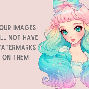 Watercolour Pastel Rainbow Princess Clipart Kawaii Anime Girl PNG ...