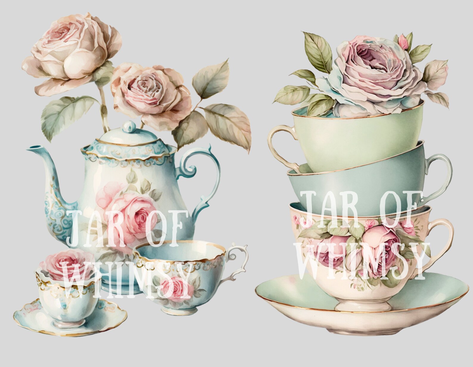 Watercolour Pastel Vintage Rose Clipart - Vintage Lady PNG Digital ...