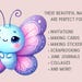 Watercolour Kawaii Butterfly Clipart Colourful Cute Chibi PNG Digital ...