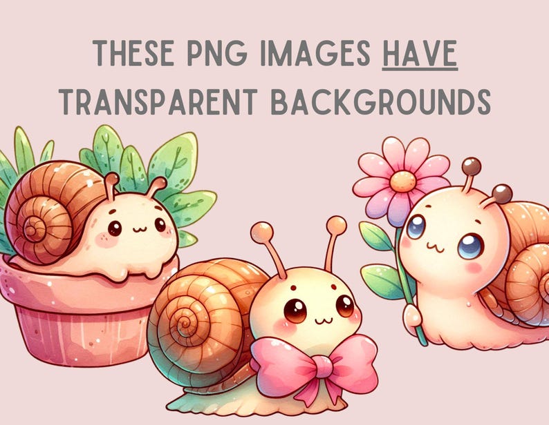 Watercolour Kawaii Snail Clipart Chibi Snail Mail PNG Digital Image ...