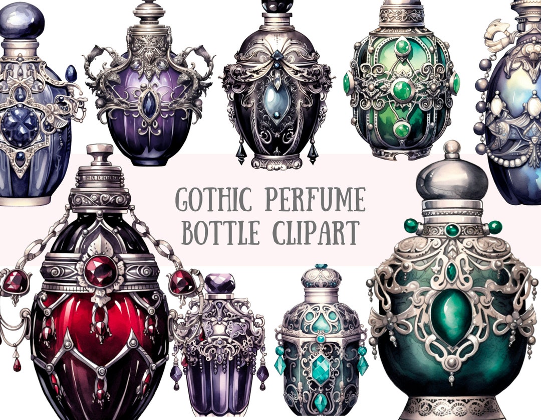 Watercolour Gothic Perfume Bottle Clipart Halloween Fantasy PNG Digital ...