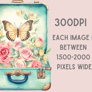 Watercolour Vintage Spring Clipart Mint Green Shabby Chic PNG Digital ...