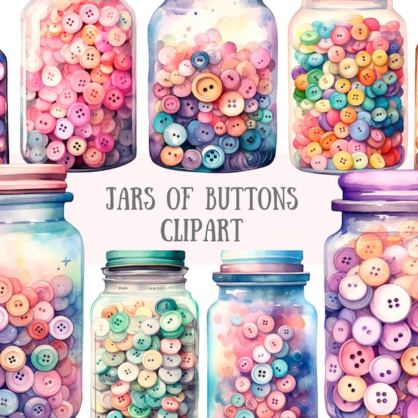 Jar of Buttons Clipart - Etsy