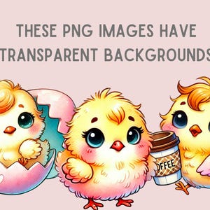 Watercolour Chibi Chick Clipart Cute Easter Chick Chicken PNG Digital ...