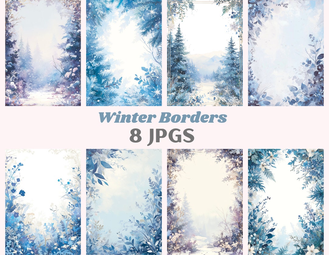 Watercolour Winter Border Clipart Overgrown Winter Garden JPG Digital ...