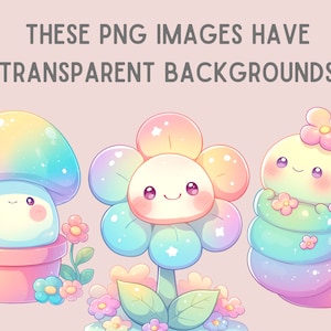 Watercolour Kawaii Spring Garden Clipart Cute Rainbow Spring PNG ...