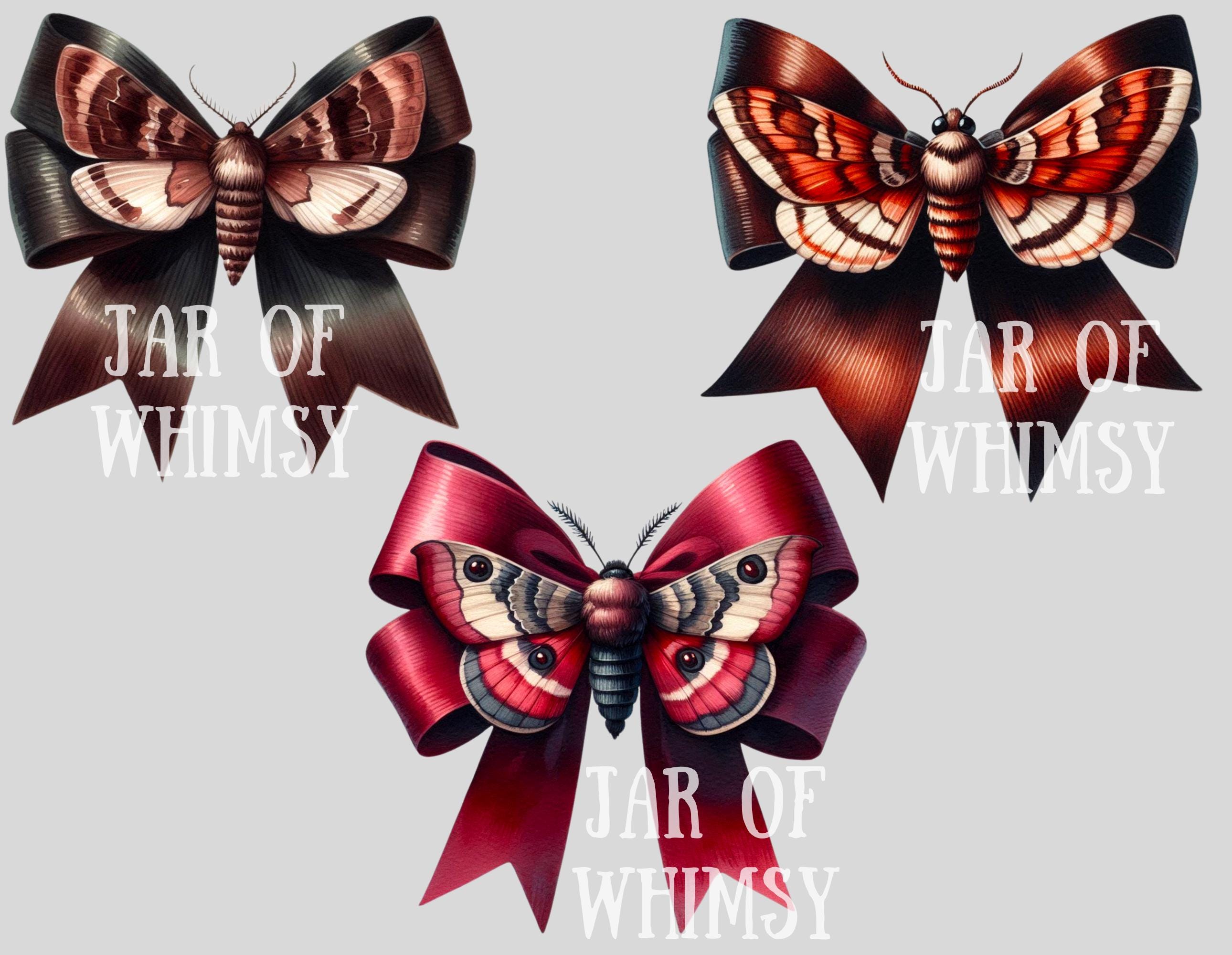 Watercolour Moth Bow Clipart Gothic Spooky Bow PNG Digital Image ...