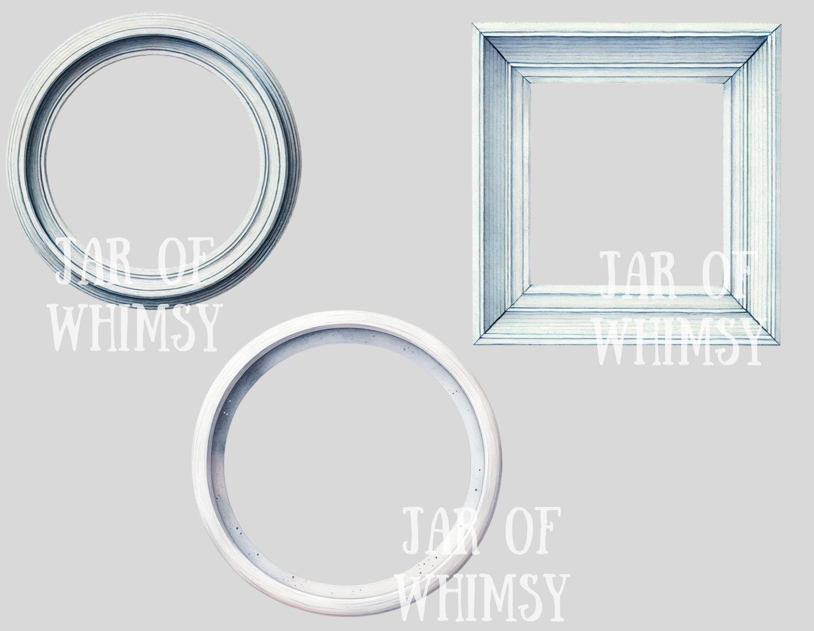 Watercolour White Wooden Frame Clipart Simple White Frames PNG Digital ...