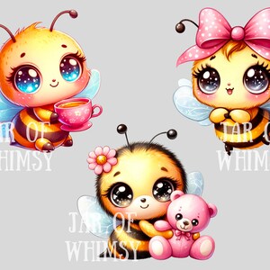 Watercolour Kawaii Bee Clipart Cute Chibi Bumblebee PNG Digital Image ...