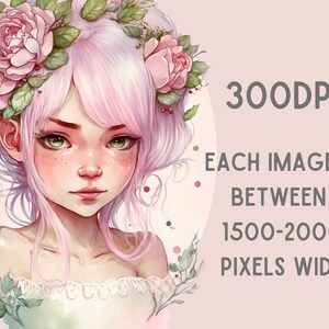 Watercolour Pink Pixie Clipart Fairytale Fantasy PNG Digital Image ...