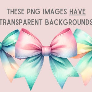 Watercolour Ombre Bow Clipart Cute Pastel Gradient Bow PNG Digital ...
