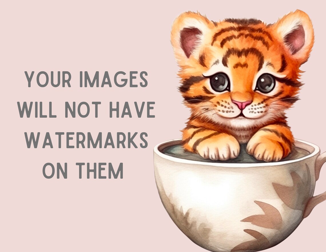 Watercolour Safari Animal Teacup Clipart Baby Animals PNG Digital Image ...