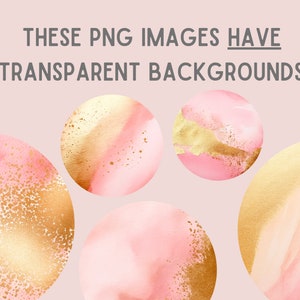 Pink and Gold Watercolour Circles Clipart Peach Rose Blush PNG Digital ...