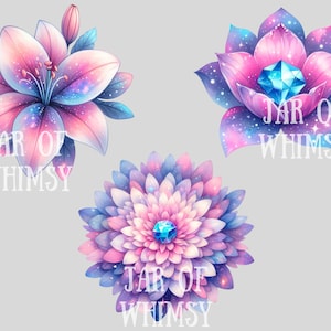 Watercolour Galaxy Flowers Clipart Spring Flower Elements PNG Digital ...