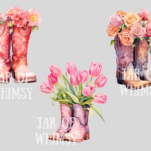 Watercolour Floral Cowgirl Boots Clipart Wild Western PNG Digital Image ...