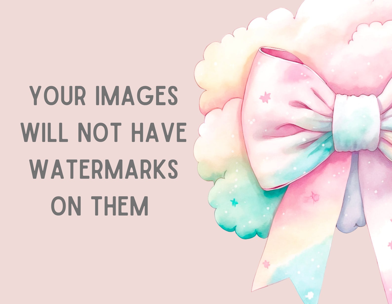 Watercolour Dreamy Pastel Bows Clipart - Rainbow Bow PNG Digital Image ...