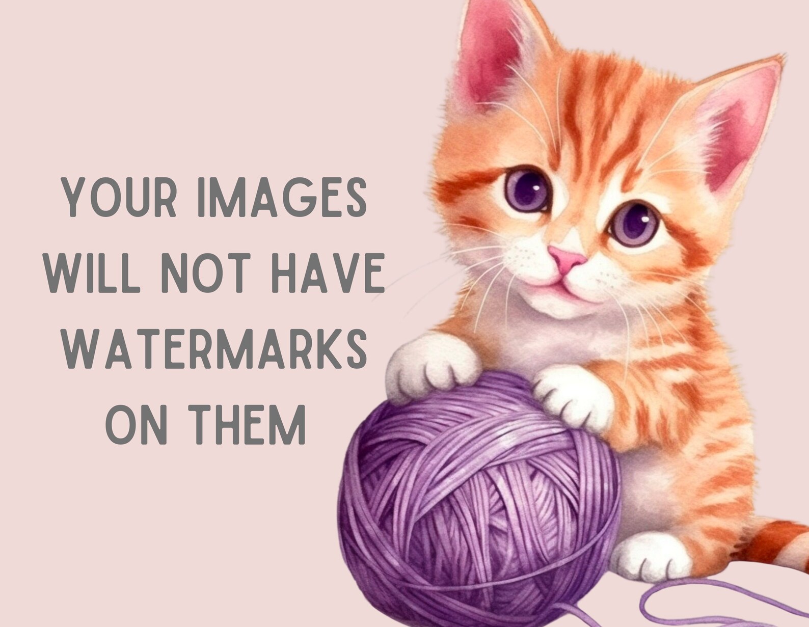 Watercolour Yarn Ball Kitten Clipart Kawaii Cat PNG Digital Image ...