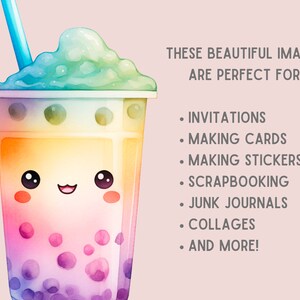Watercolour Kawaii Bubble Tea Clipart Cute Boba Tea Milk Tea PNG ...