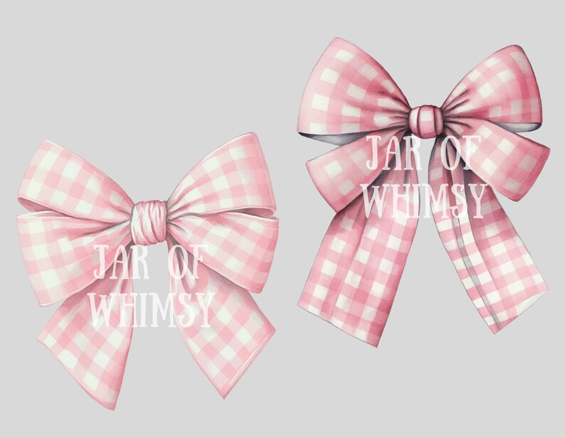 Watercolour Baby Pink Bows Clipart - Baby Pink Check Bow PNG Digital ...