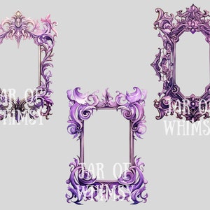 Watercolour Purple Ornate Frame Clipart Baroque Frames PNG Digital ...
