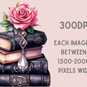 Watercolour Gothic Book Stack Clipart Bookcase Bookworm PNG Digital ...