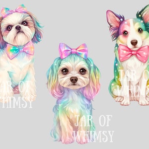 Watercolour Sparkly Rainbow Dog Clipart Magical Rainbow Puppy PNG ...