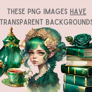 Watercolour Emerald Green Princess Clipart Fairytale Fantasy PNG ...