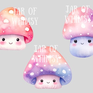 Watercolour Cute Mushroom Clipart Kawaii Mushroom Toadstools PNG ...
