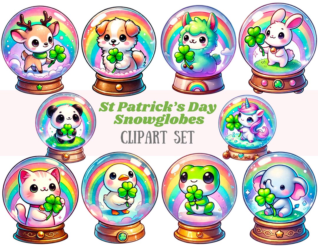 Watercolour St Patricks Day Snow Globe Clipart Cute Snowglobe PNG ...
