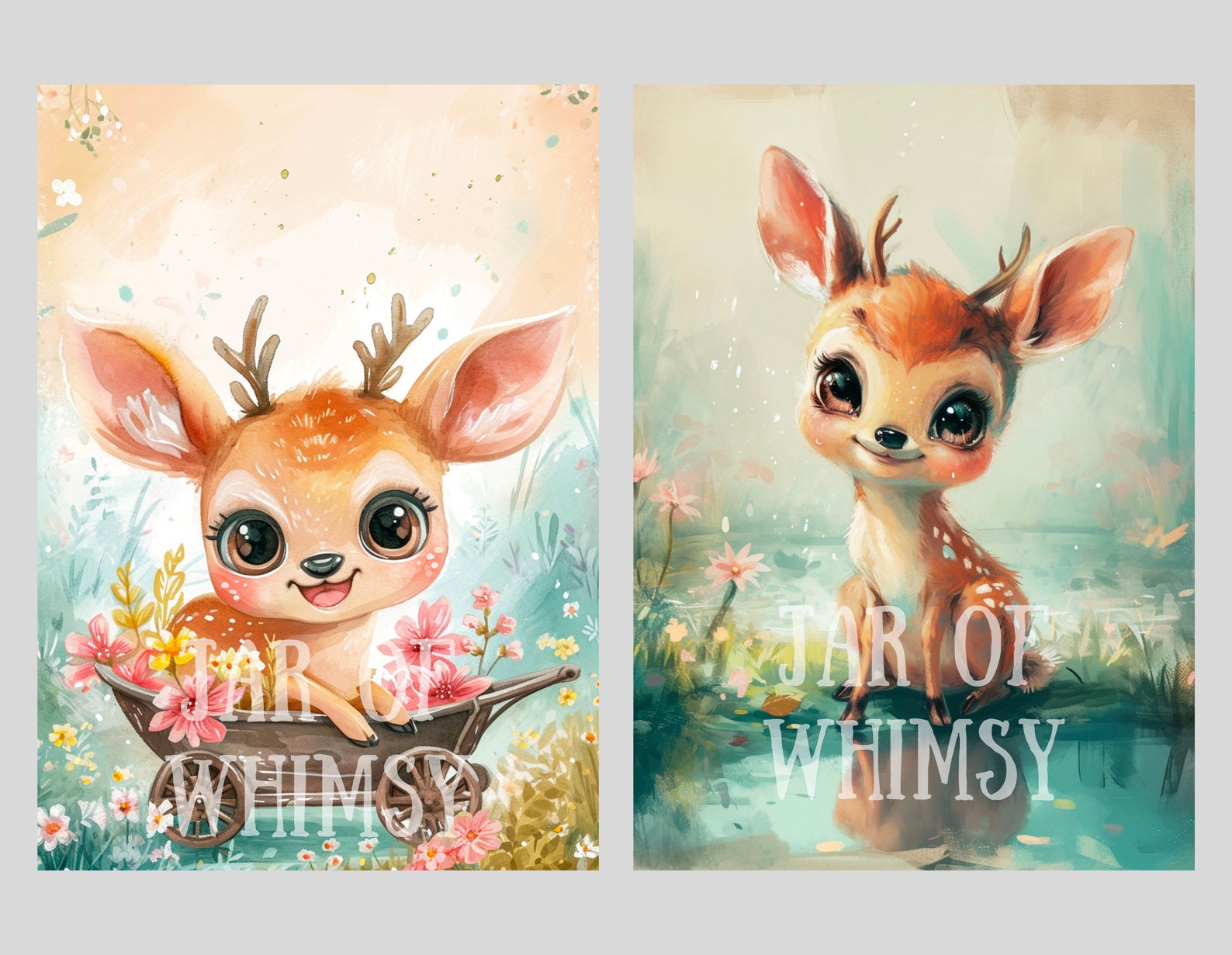 Watercolour Spring Deer Clipart Easter Baby Fawn JPG Digital Image ...