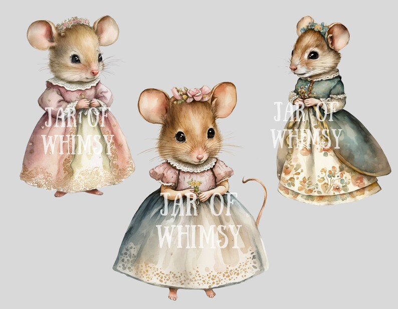 Watercolour Fairytale Mice Clipart Princess Mouse PNG Digital Image ...