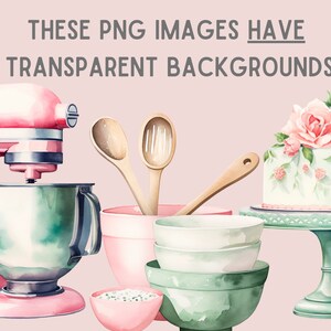 Watercolour Shabby Chic Kitchen Clipart Retro Baking PNG Digital Image ...
