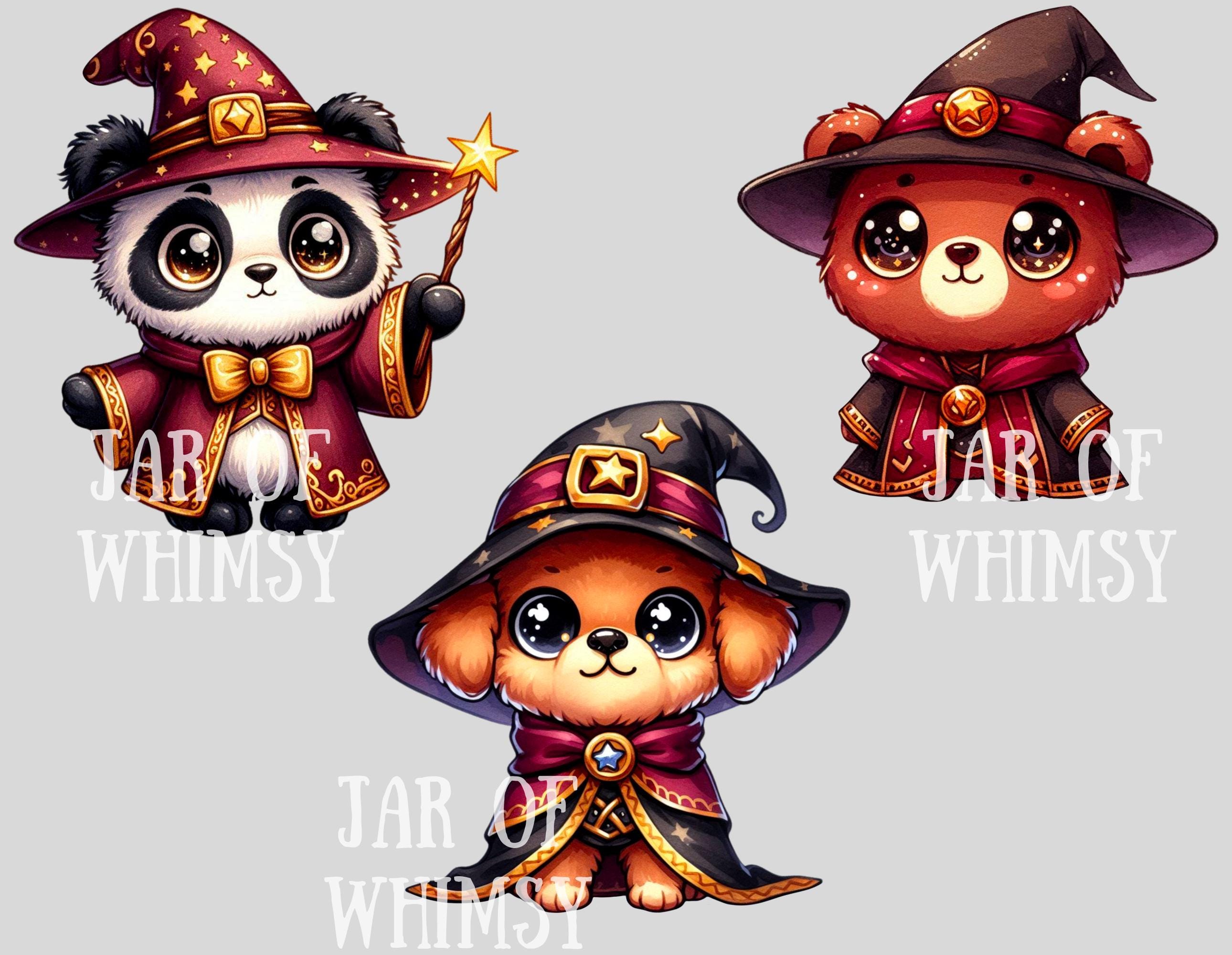Watercolour Wizard Animal Clipart Kawaii Witch Animal PNG Digital Image ...