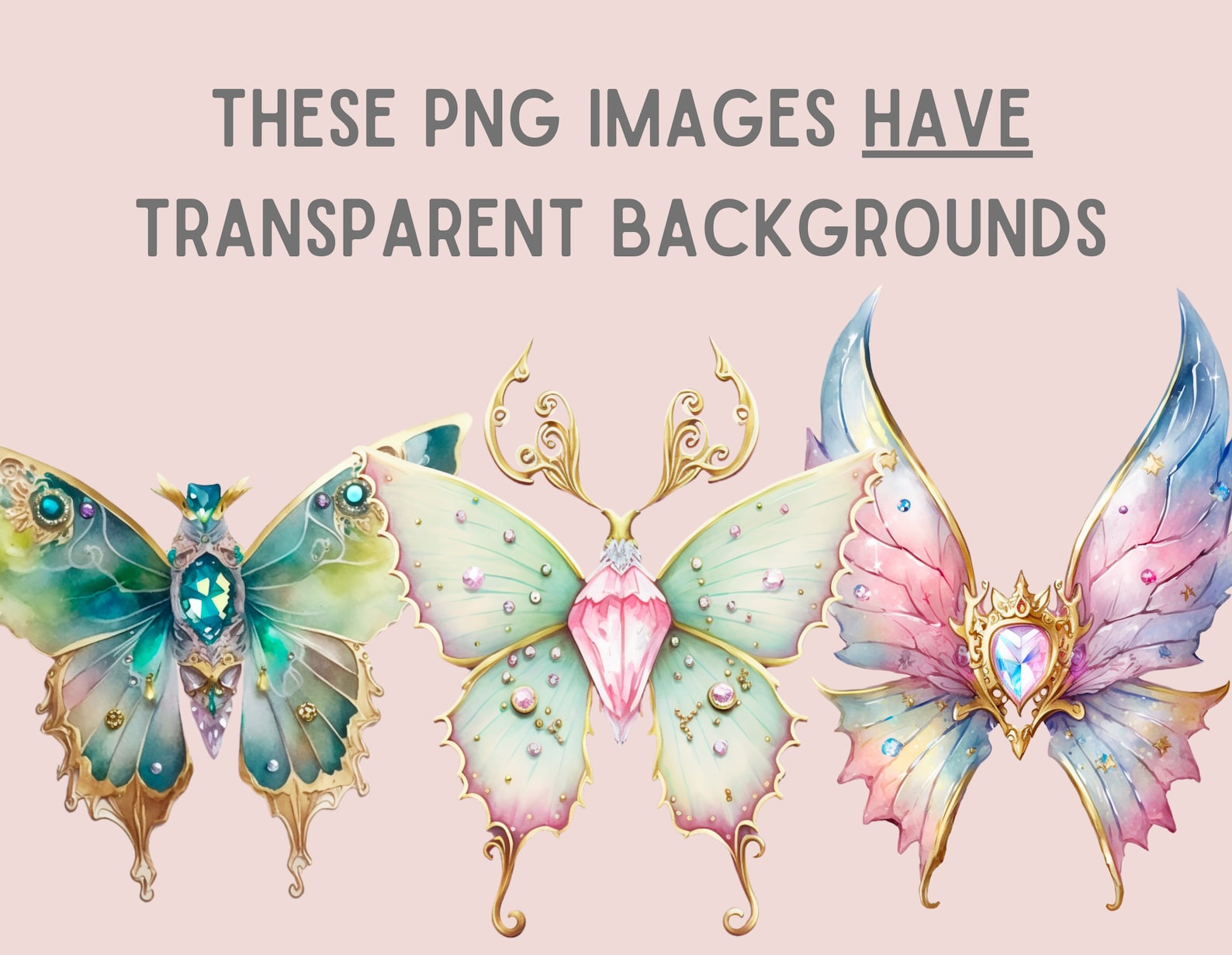 Watercolour Royal Butterflies Clipart - Regal Moths PNG Digital Image ...