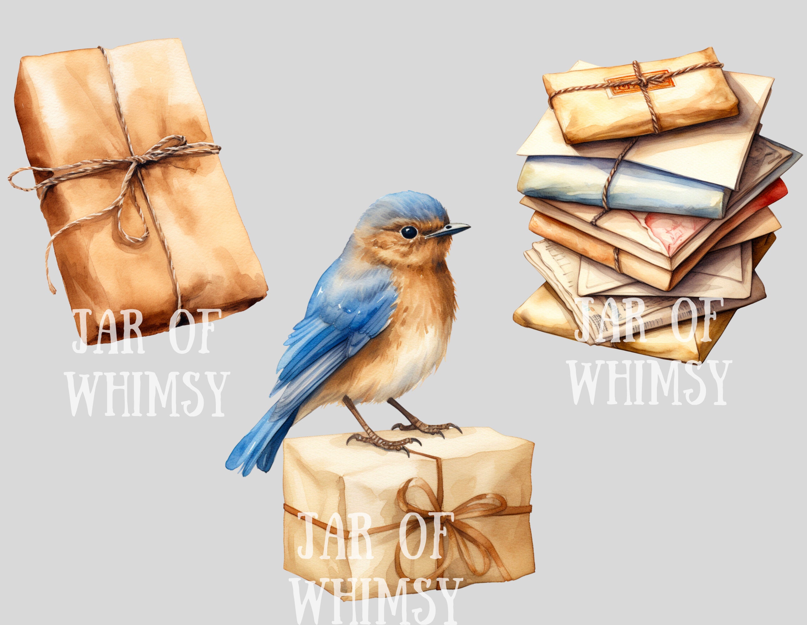 Watercolour Vintage Mail Clipart Post Office Happy Mail PNG Digital ...