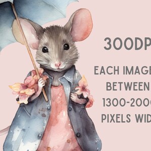 Watercolour Vintage Girl Mice Clipart Farm Mouse PNG Digital Image ...