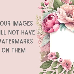 Watercolour Pink Floral Tag Clipart Rose Label PNG Digital Image ...