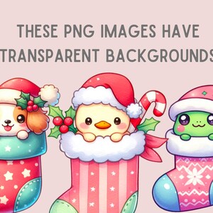 Watercolour Christmas Animal Stocking Clipart Cute Christmas PNG ...