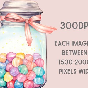 Watercolour Rainbow Candy Jar Clipart Pastel Lolly Jar PNG Digital ...