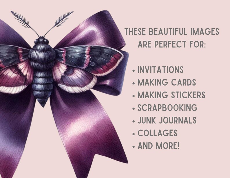 Watercolour Moth Bow Clipart Gothic Spooky Bow PNG Digital Image ...