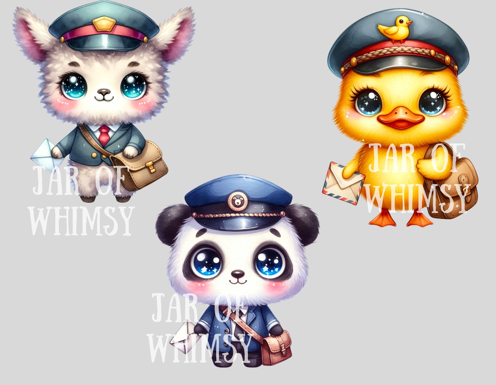 Watercolour Post Office Animal Clipart Happy Mail Animal PNG Digital ...