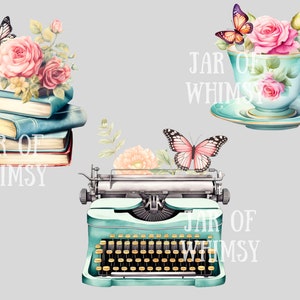 Watercolour Vintage Spring Clipart Mint Green Shabby Chic PNG Digital ...