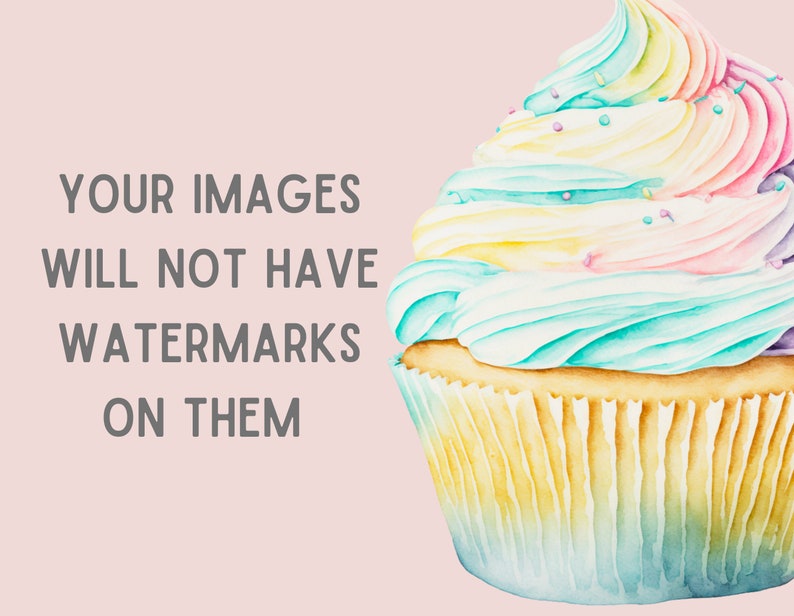 Watercolour Pastel Cupcake Clipart Rainbow Birthday Cake PNG - Etsy