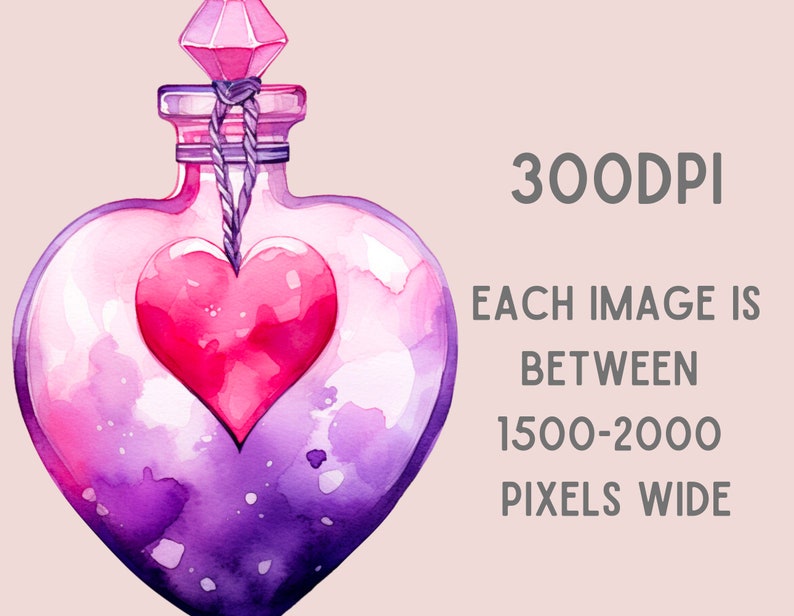 Watercolour Love Potion Clipart Cute Valentines Day Potion PNG Digital ...