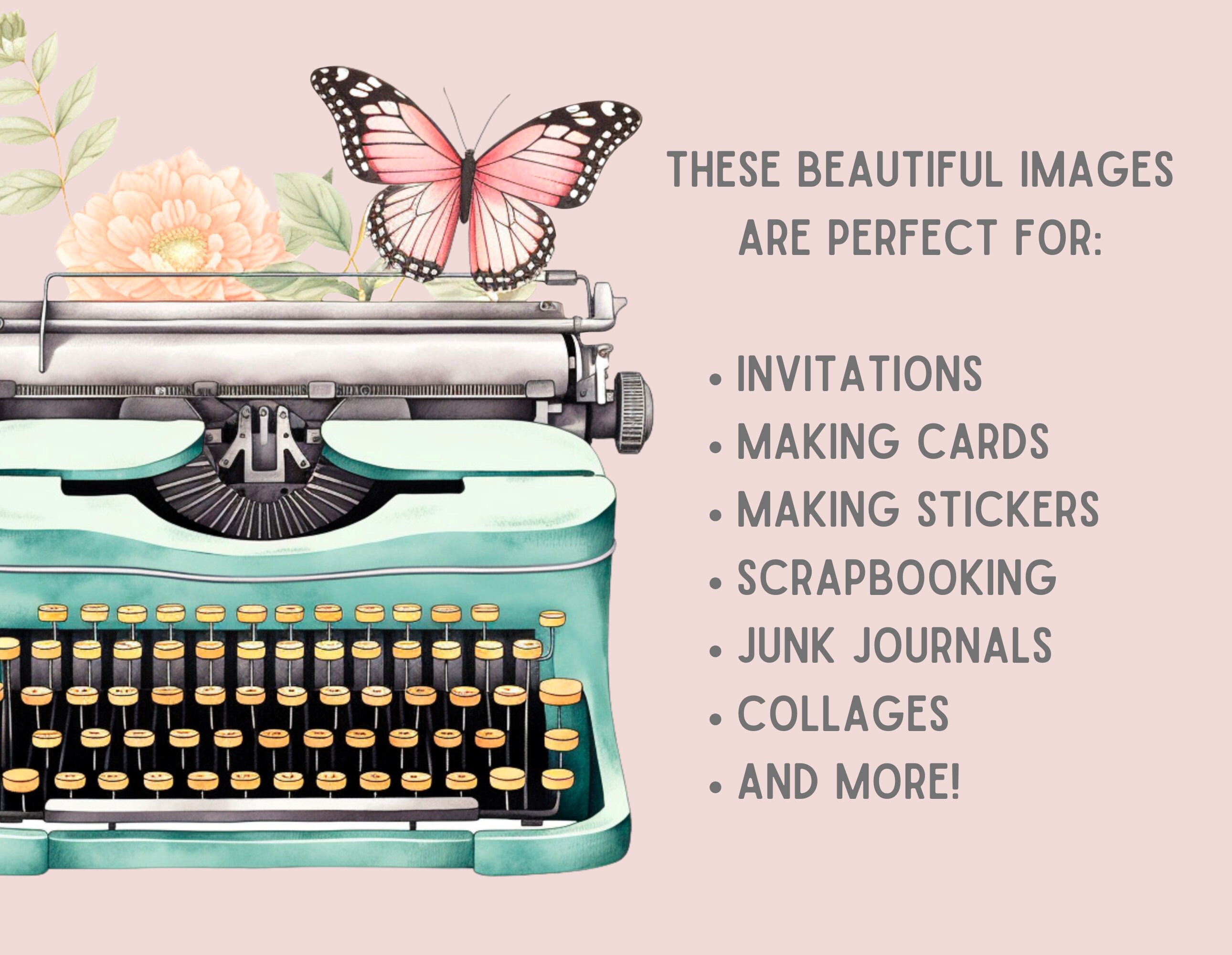 Watercolour Vintage Spring Clipart Mint Green Shabby Chic PNG Digital ...